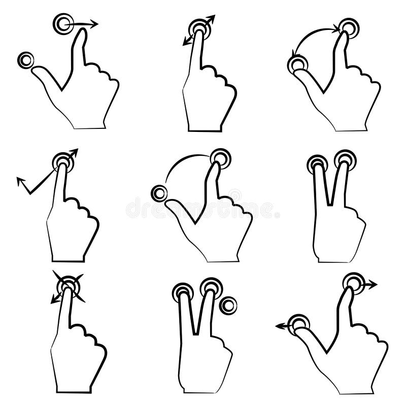 Hand Touch Pad Gestures stock illustration. Illustration of collection ...