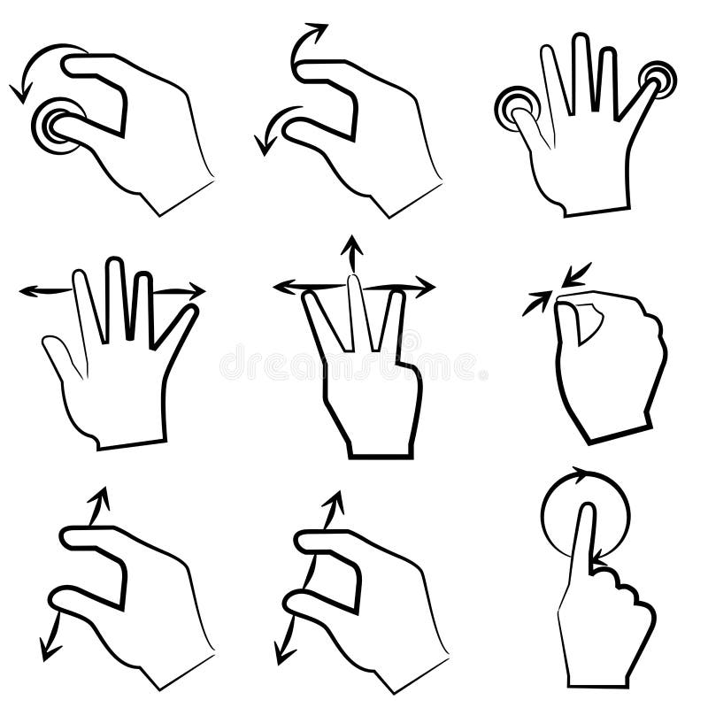 Hand Touch Pad Gestures stock illustration. Illustration of collection ...