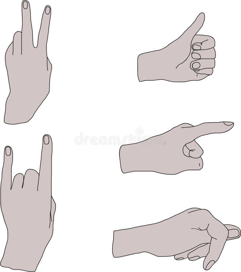 Hand Signs on White Background Stock Vector - Illustration of fist ...