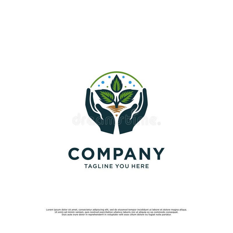 Leaf and Hand Vector Logo Template Stock Vector - Illustration of green ...