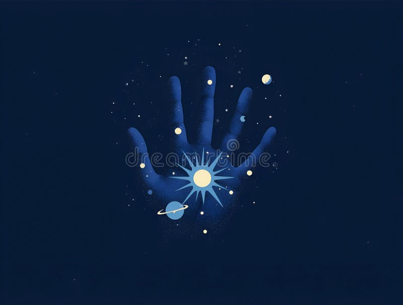 Celestial Hand Reaching Towards Stars and Planets in a Dark Cosmos at ...
