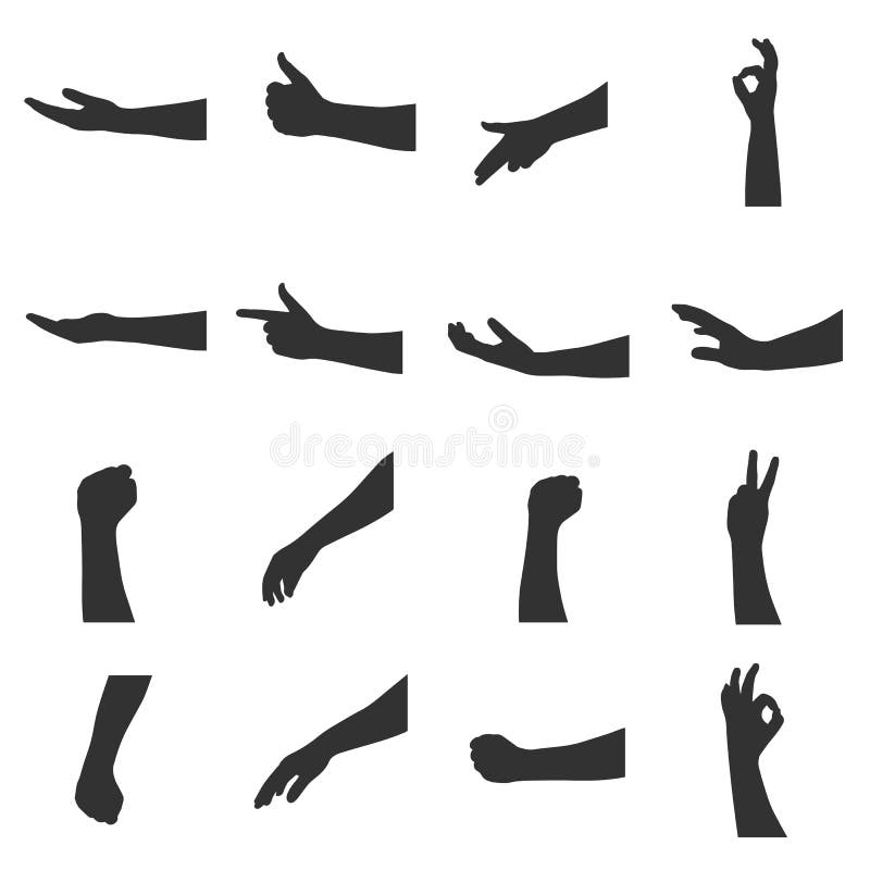 Hand Silhouette - Vector Illustration Icon Set Stock Illustration ...