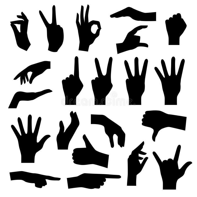 Hand Silhouettes Set stock vector. Illustration of showing - 80739484