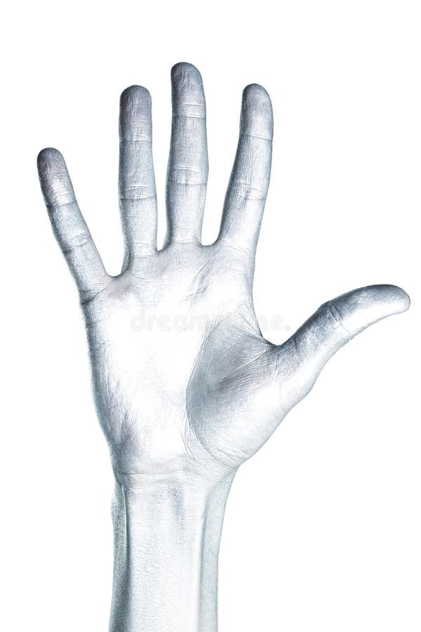 Silver Man Hand with a Heart Symbol Stock Image - Image of fingers ...
