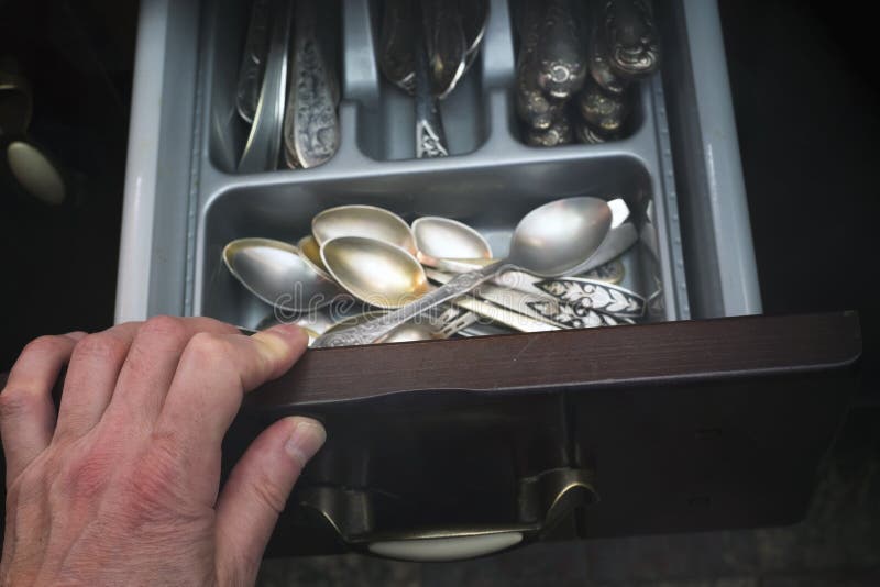 Hand and silverware stock photo. Image of closeup, opening - 173093238