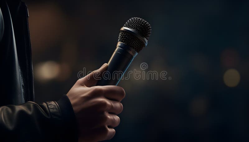 Hand Singer Holding Microphone Stock Illustration - Illustration of ...