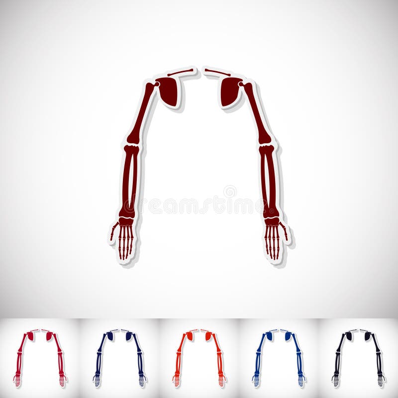 Hand Skeleton. Flat Sticker with Shadow on Old Paper Stock Vector ...