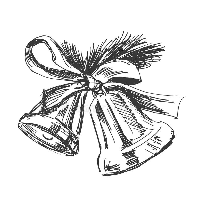 Hand Sketch of Christmas Bells Stock Vector - Illustration of draw ...