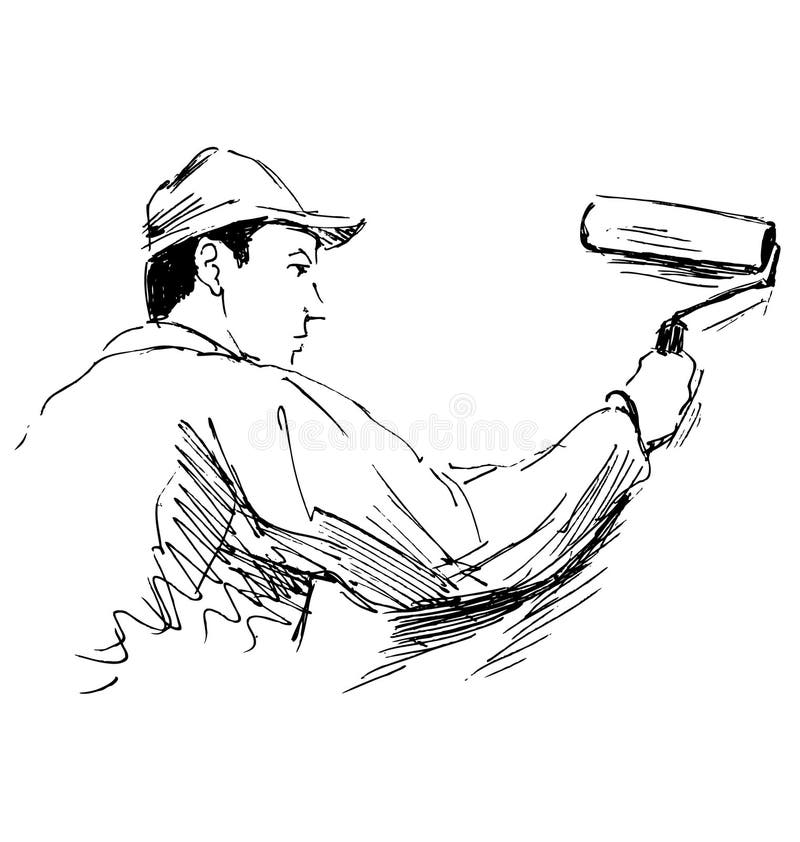 Hand sketch decorator stock vector. Illustration of decoration - 70935630