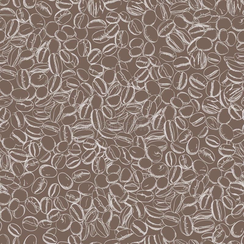 Hand Sketch Drawing Coffee Beans, Seamless Pattern Stock Vector ...