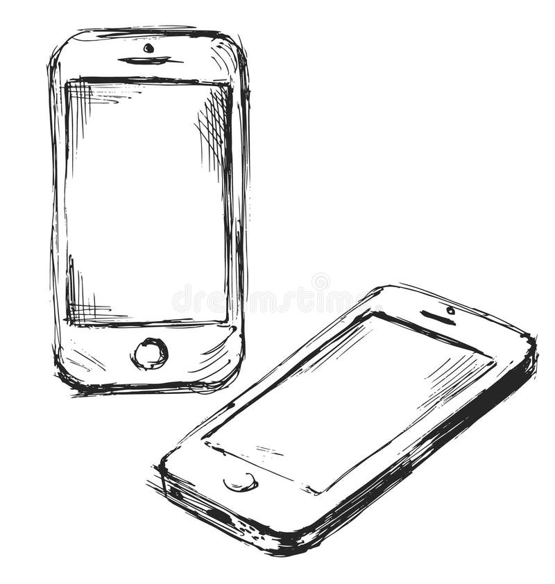 Hand sketch smartphone stock vector. Illustration of draw - 72393077
