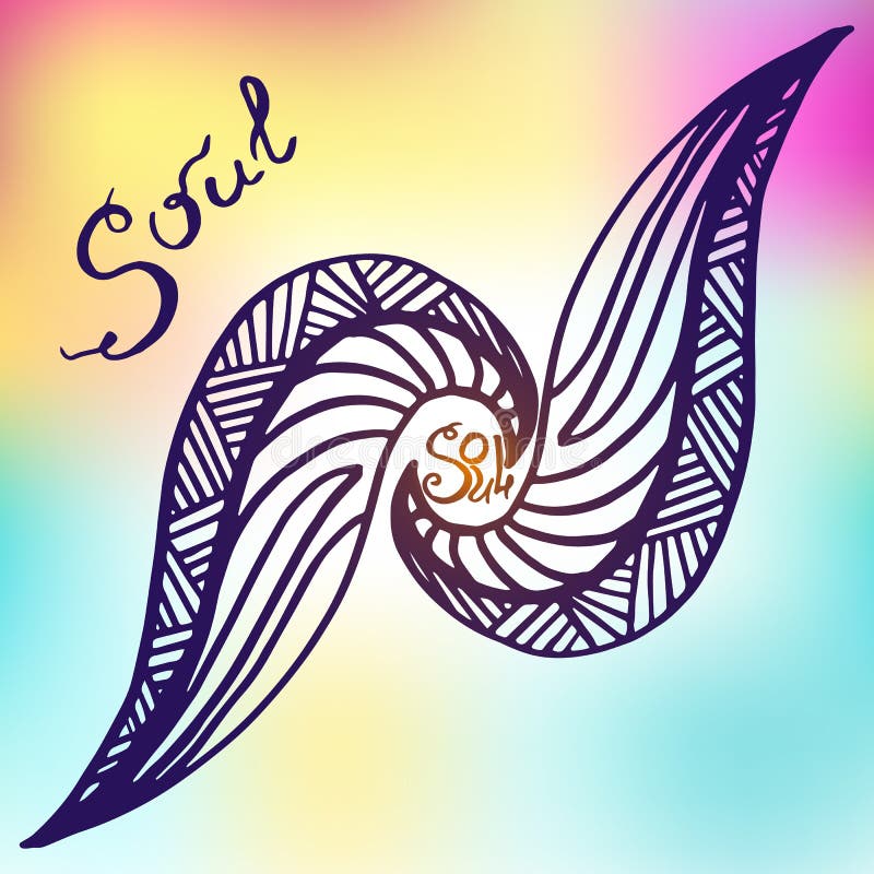 Hand Sketched Abstract Element with Lettering. Soul. Vector Drawing ...