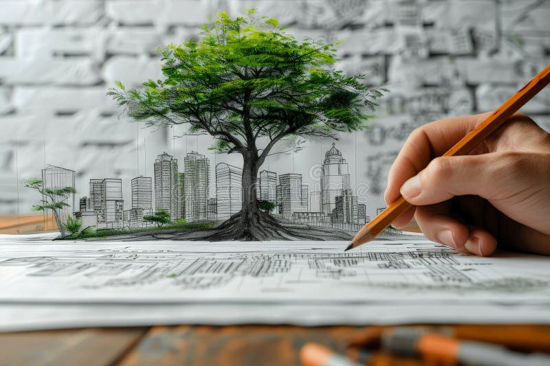 A Tree in a Green Meadow Clear Air with Plants and Environment Day with ...