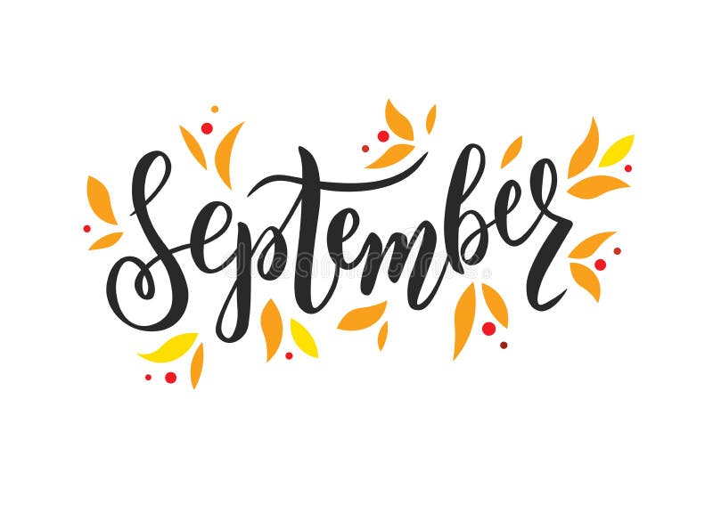 Hand Sketched September Text. Lettering Typography Stock Vector ...
