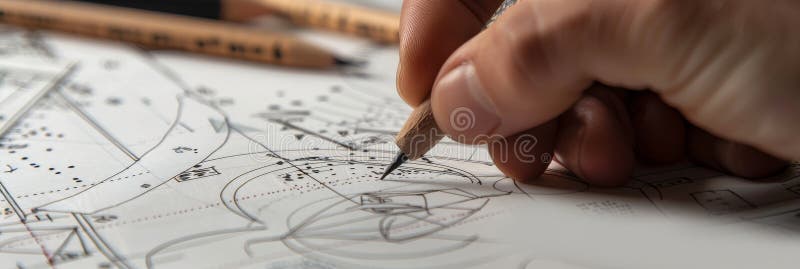 Detailed Architectural Drawing with Precise Pencil Sketching in a ...