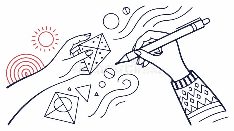 Hand Sketching with a Pen on Document Abstract Geometric Elements ...