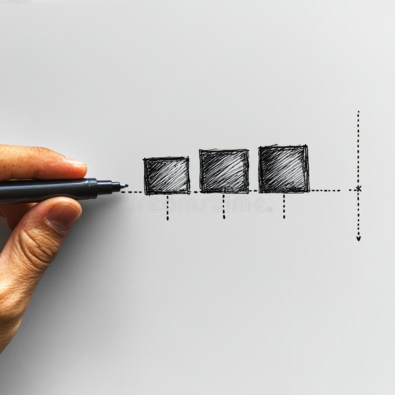 Hand Sketching a Simple Bar Chart on Paper. Stock Photo - Image of ...