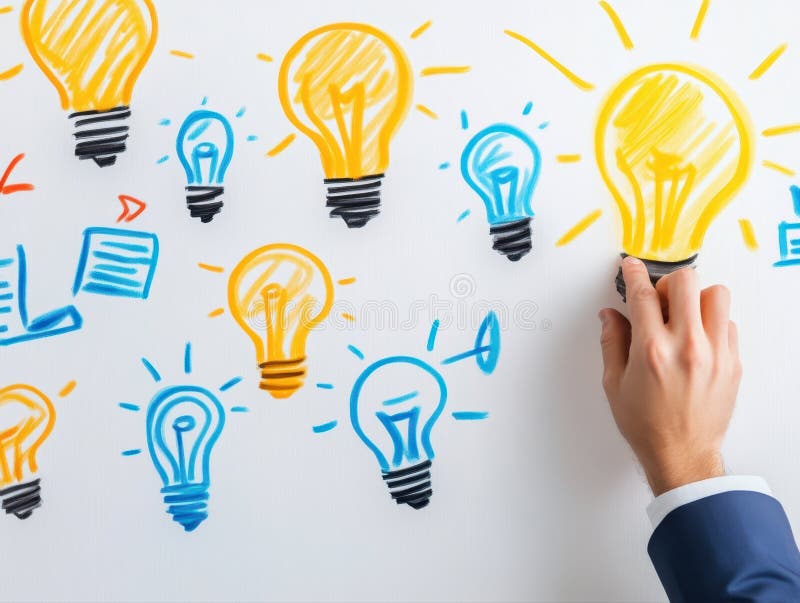A Hand Skillfully Drawing a Lightbulb To Represent Innovative Ideas ...