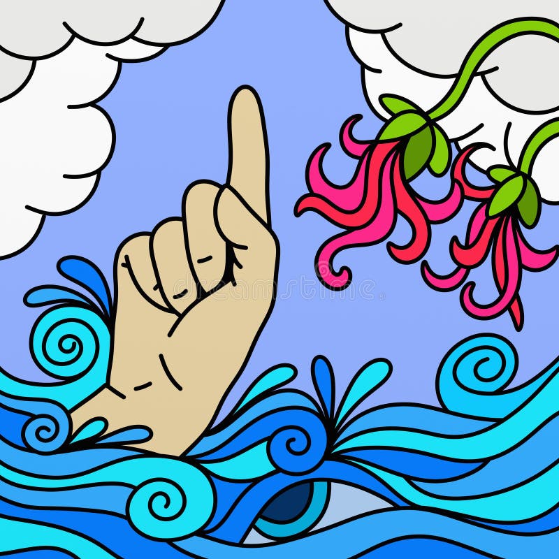 Hand, sky and clouds stock illustration. Illustration of drops - 31022474