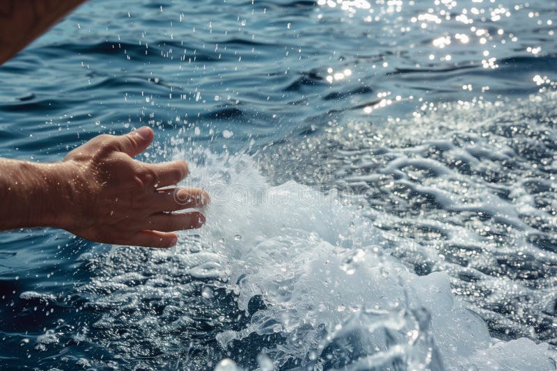 Hand Slapping the Oceans Surface, Causing a Burst of Spray Stock Photo ...