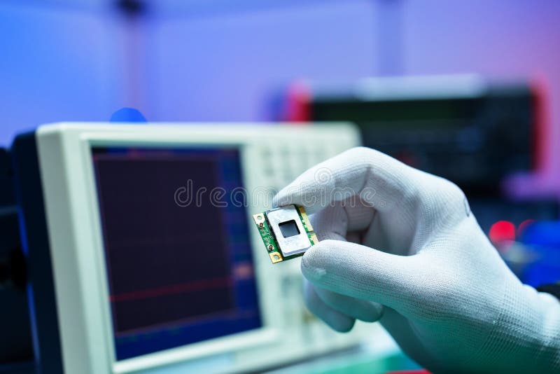 A Small Microchip on a Circuit Board Stock Photo - Image of transistor ...