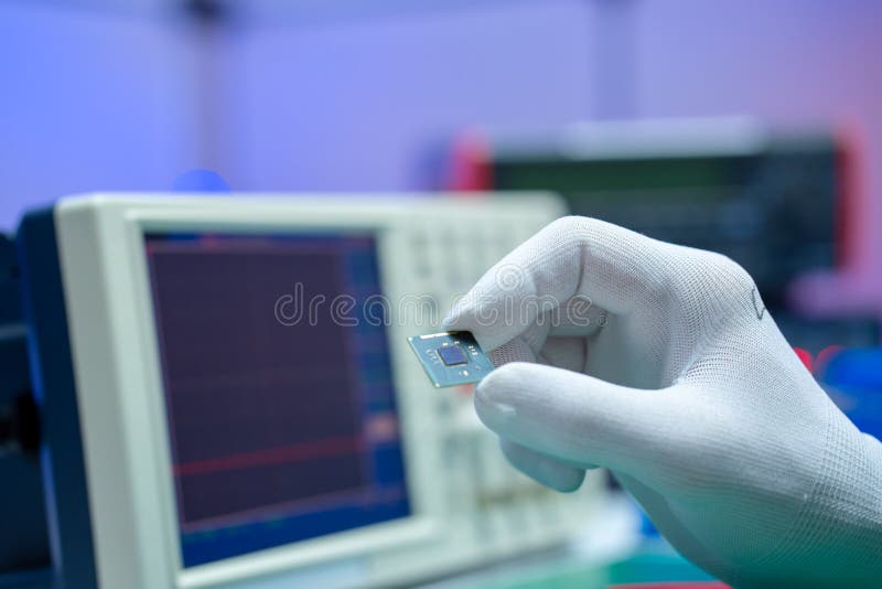 A Small Microchip on a Circuit Board Stock Photo - Image of transistor ...