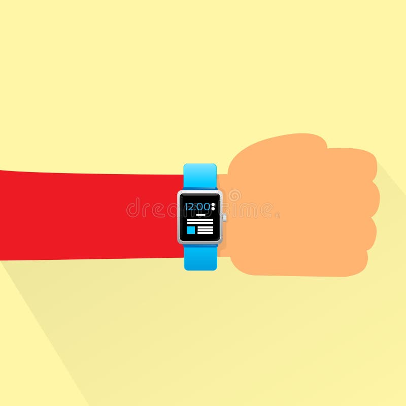 Hand Smart Watch Flat Design Shadow Vector Stock Vector - Illustration ...