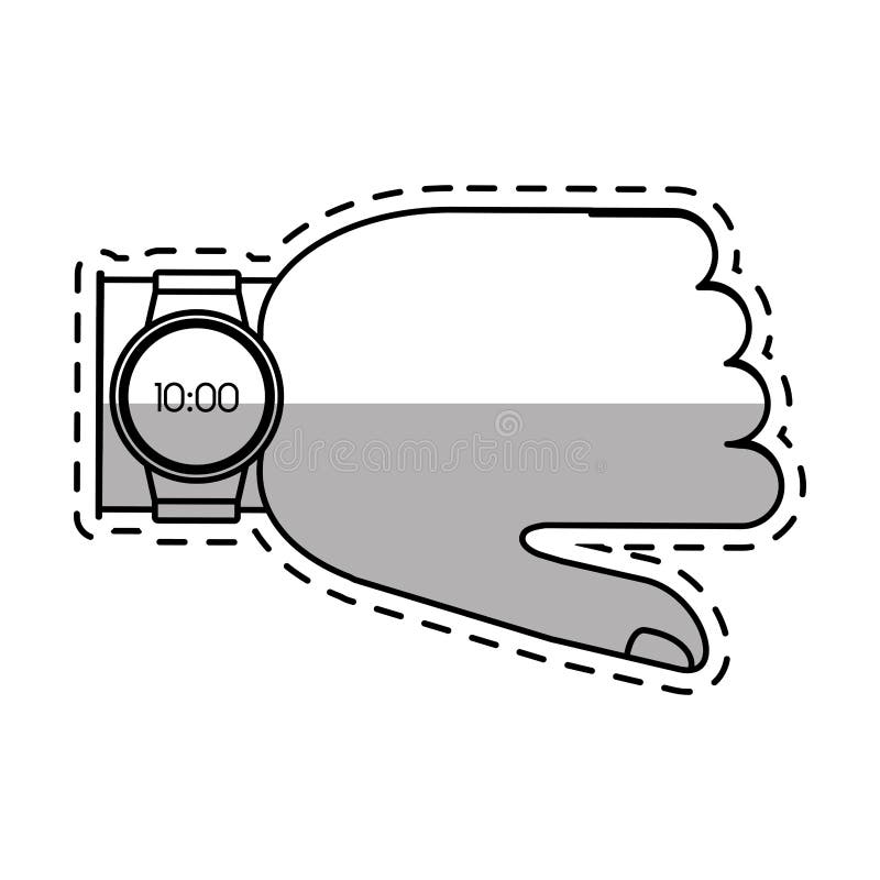 Hand with Smart Watch Timer Technology Shadow Stock Illustration ...