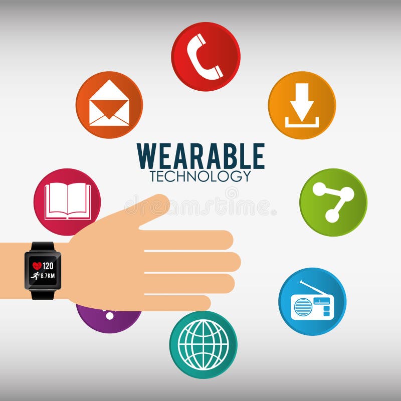 Hand with Smart Watch Wearable Technology Icon Stock Illustration ...