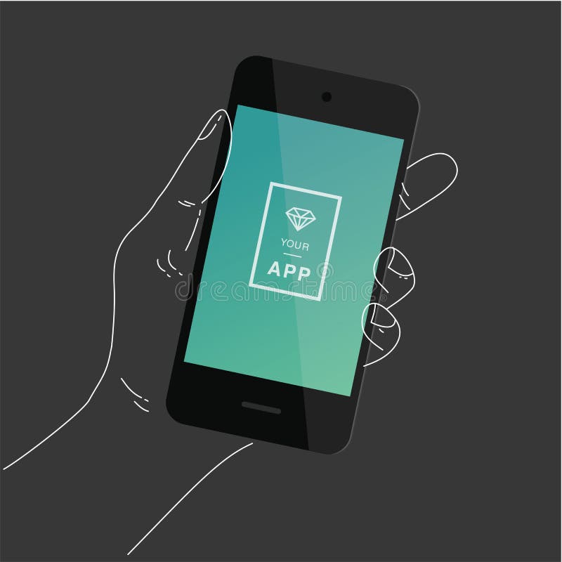 Hand with a smartphone stock vector. Illustration of button - 50838020