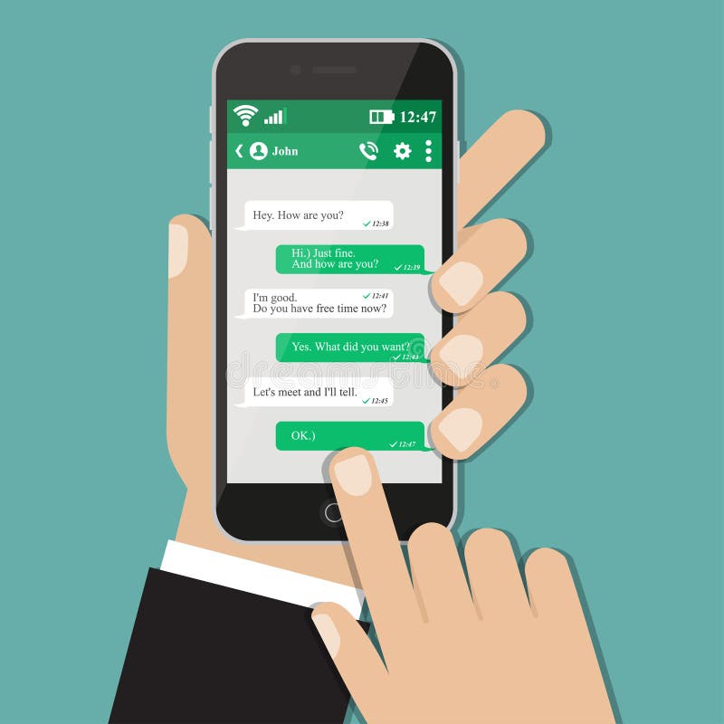 Hand with Smartphone Chat. Vector Illustration Eps10 Stock Vector ...