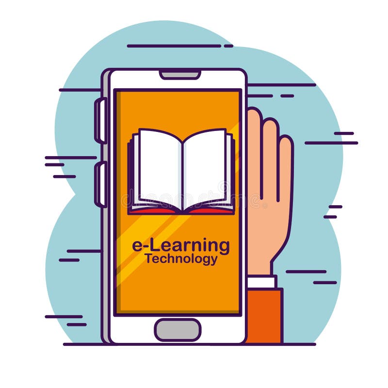 Hand with Smartphone Digital Book To Study Stock Vector - Illustration ...