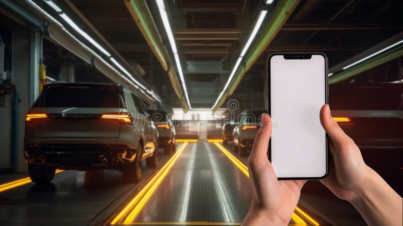 Hand with Smartphone in His Hands Stands in a Modern Technological ...