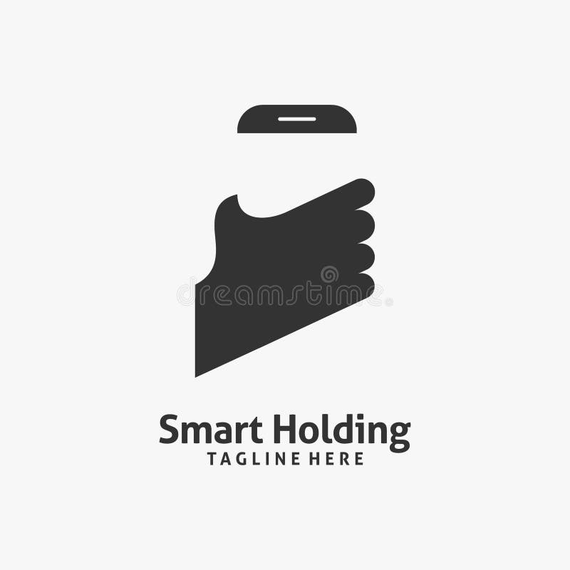 Smartphone Holding or Digital Hand Logo Design Stock Vector ...