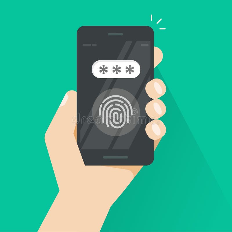 Fingerprint Security with Finger Person Hand Info Sign Vector Flat ...