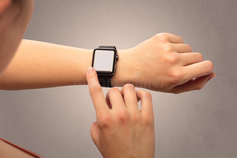 Hand with smartwatch stock image. Image of people, electronic - 112958935