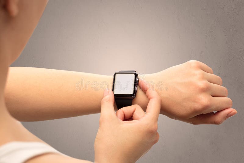 Hand with smartwatch stock photo. Image of design, modest - 137183402
