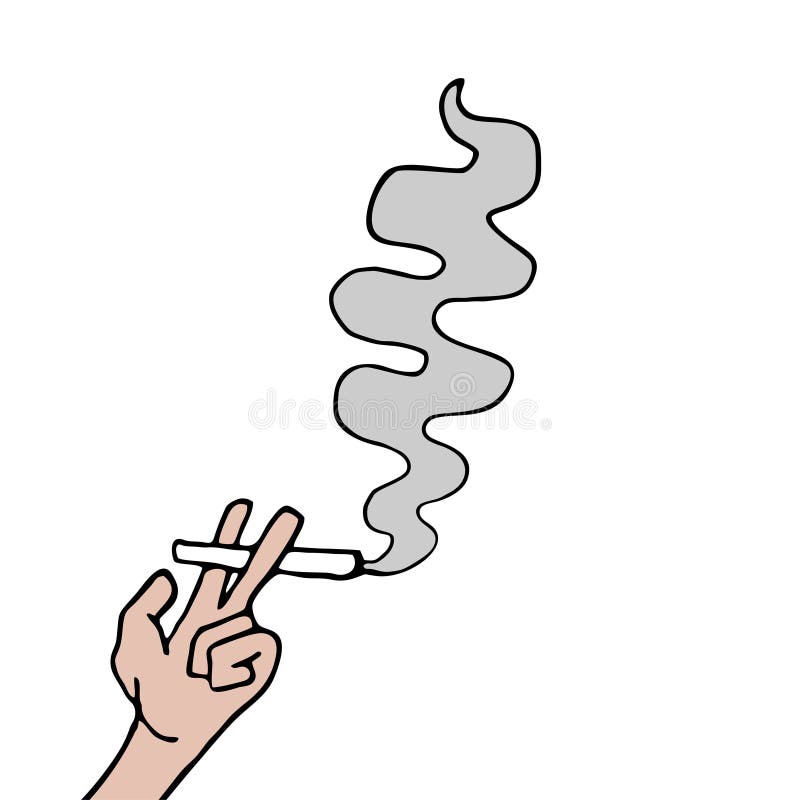 Hand smoking illustration stock vector. Illustration of tobacco - 129142021