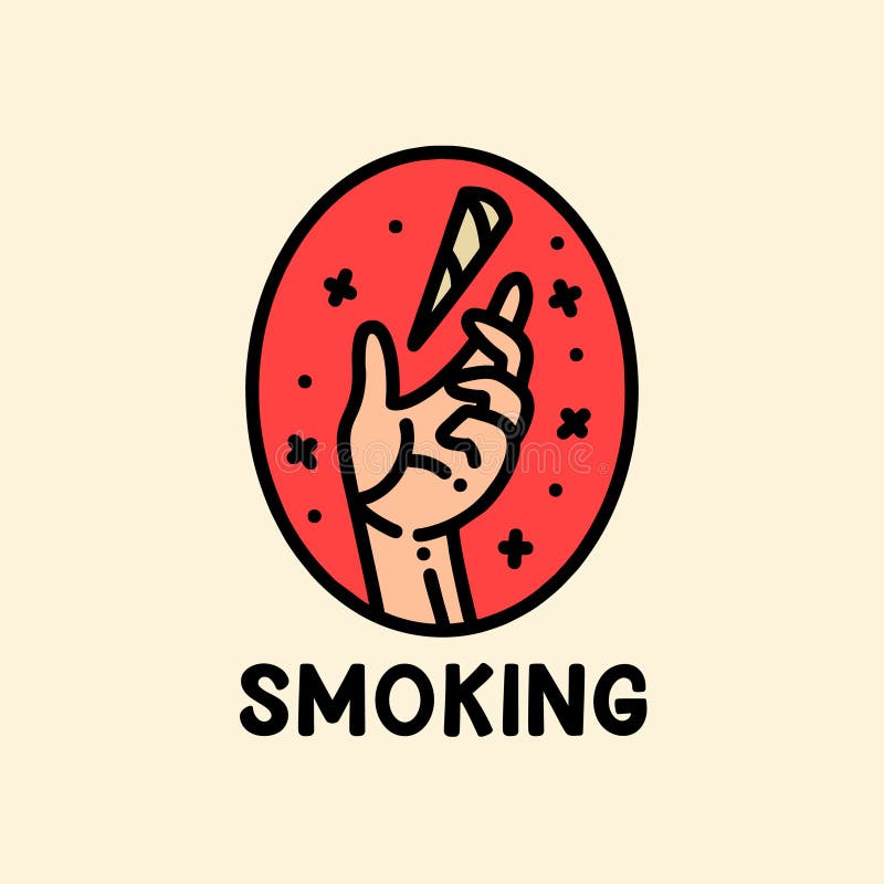 Hand Smoking Logo Vintage Vector Design Stock Vector - Illustration of ...