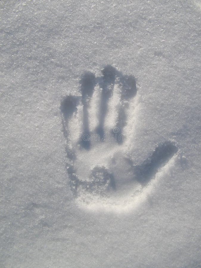 Hand print in snow stock image. Image of hand, fingerprint - 17636793