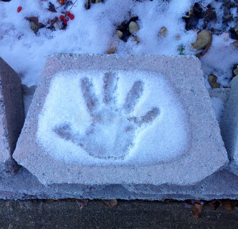 Hand in snow stock image. Image of child, snow, print - 57245933