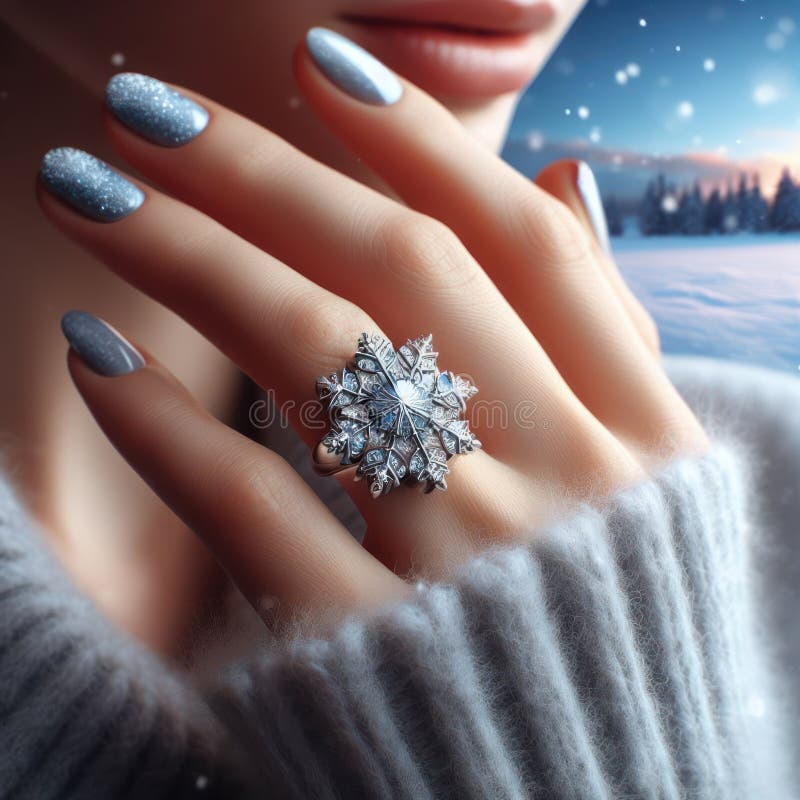 Hand with Snowflake Ring in Winter Stock Illustration - Illustration of ...