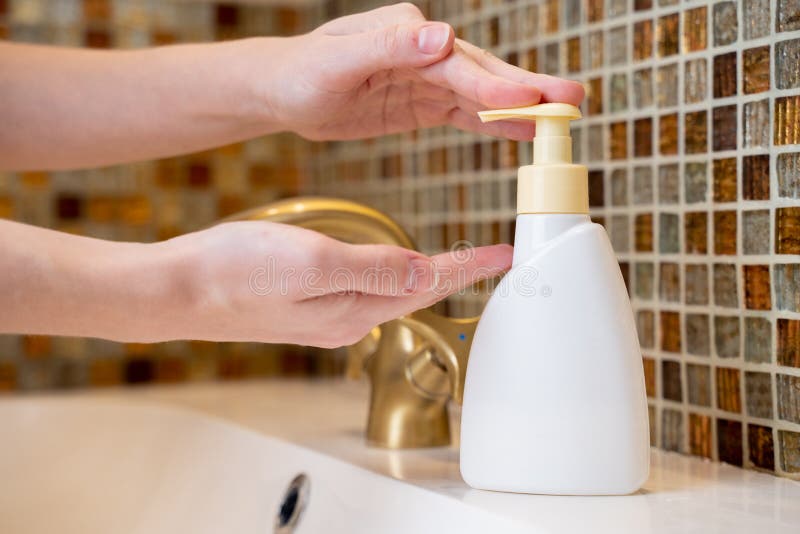 A Hand Soap with Pumping Lotion from Bottle Stock Image - Image of ...