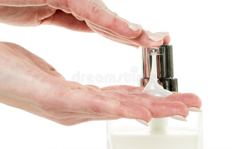 Hand Soap with Pumping Lotion from Bottle Stock Image - Image of groom ...