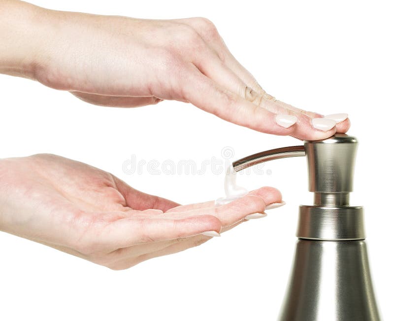 Hand Soap with Pumping Lotion from Bottle Stock Photo - Image of ...