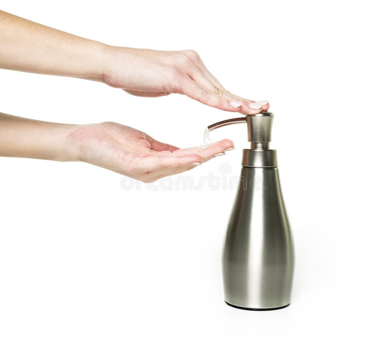 Hand Soap with Pumping Lotion from Bottle Stock Photo - Image of ...