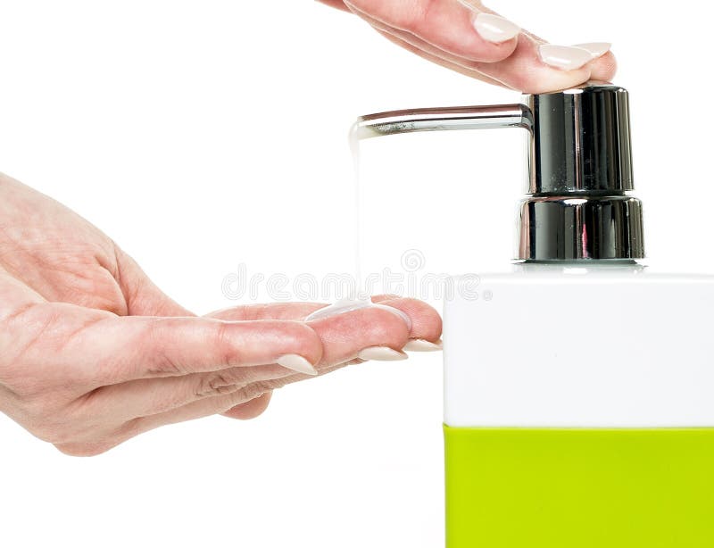 Hand Soap with Pumping Lotion from Bottle Stock Photo - Image of ...