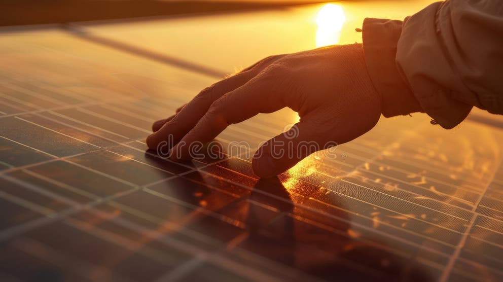 A Hand on Solar Panel..AI Generated Image Stock Image - Image of panel ...