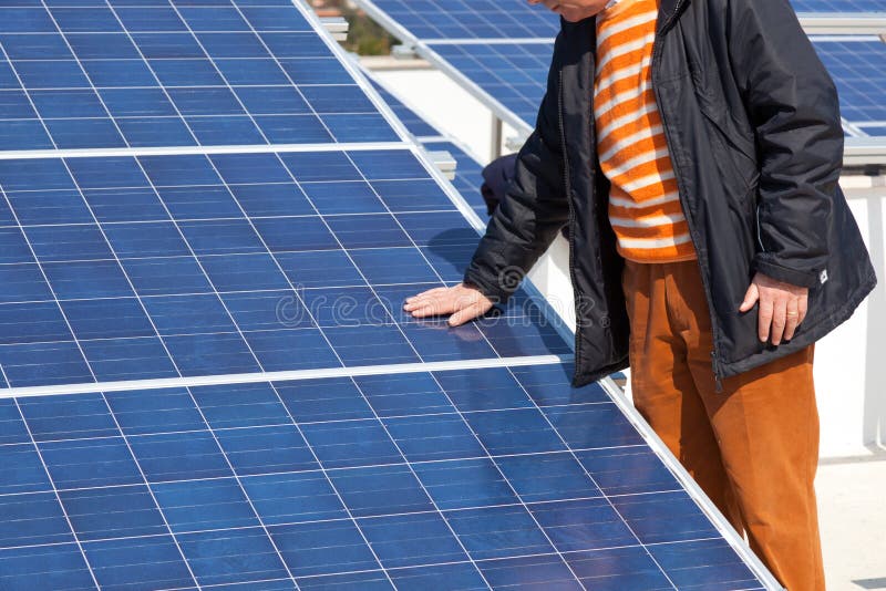 Solar panels installing stock photo. Image of cells, ecology - 15784174