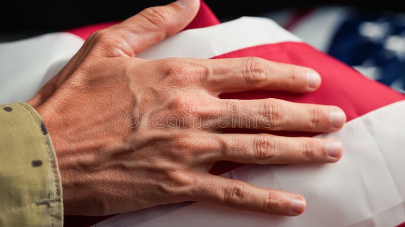 Hand of a Solider Touching USA Flag Stock Image - Image of american ...